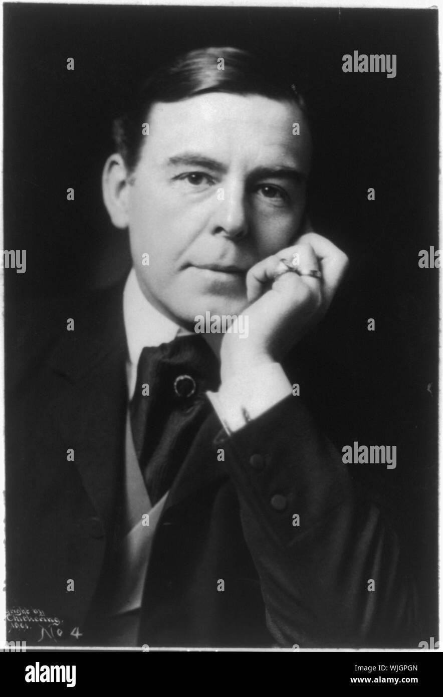 Henry Miller, 1860-1926, bust portrait, left hand under chin, facing ...