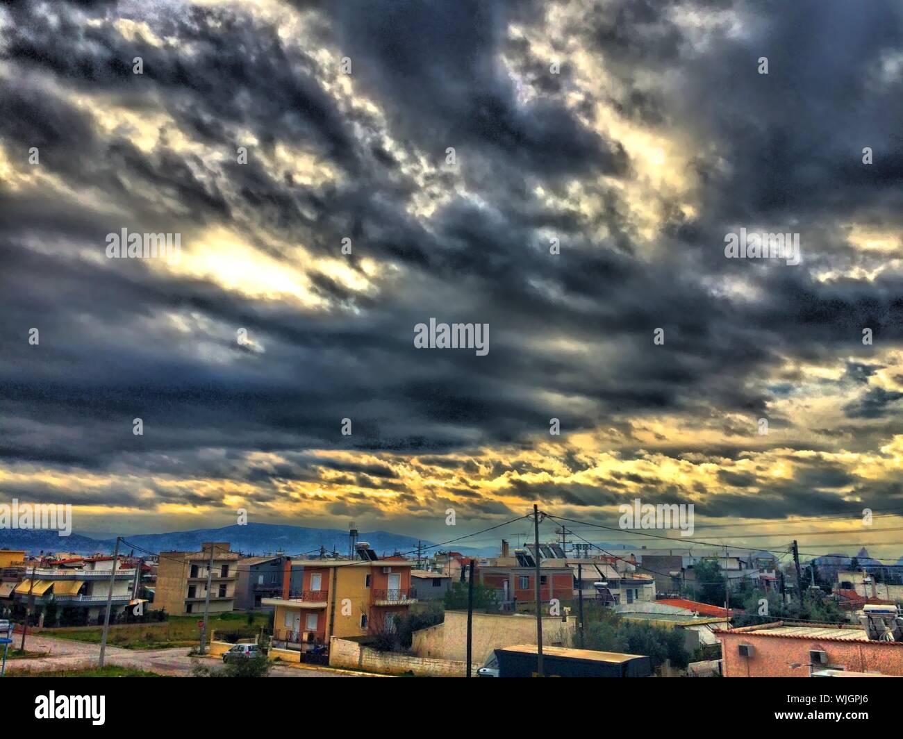 Sunset town town buildings buildings hi-res stock photography and ...
