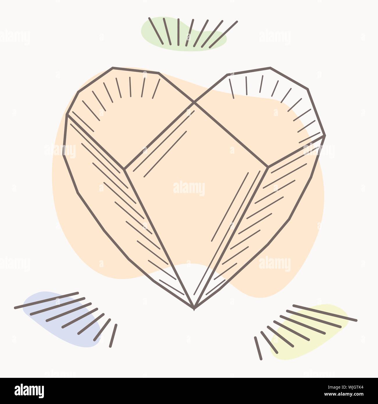 hand drawn line art crystals, isolated objects. Crystal stone ...