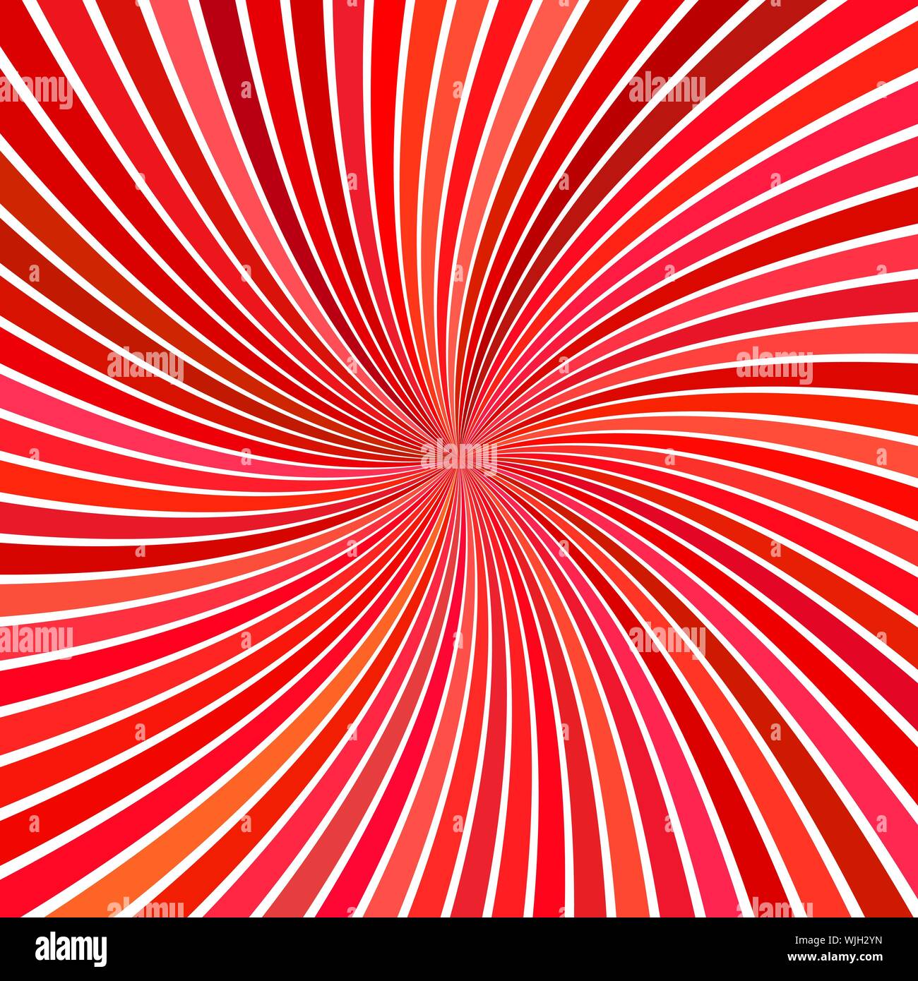 Red psychedelic geometrcial spiral stripe background - vector curved ray burst graphic design ...