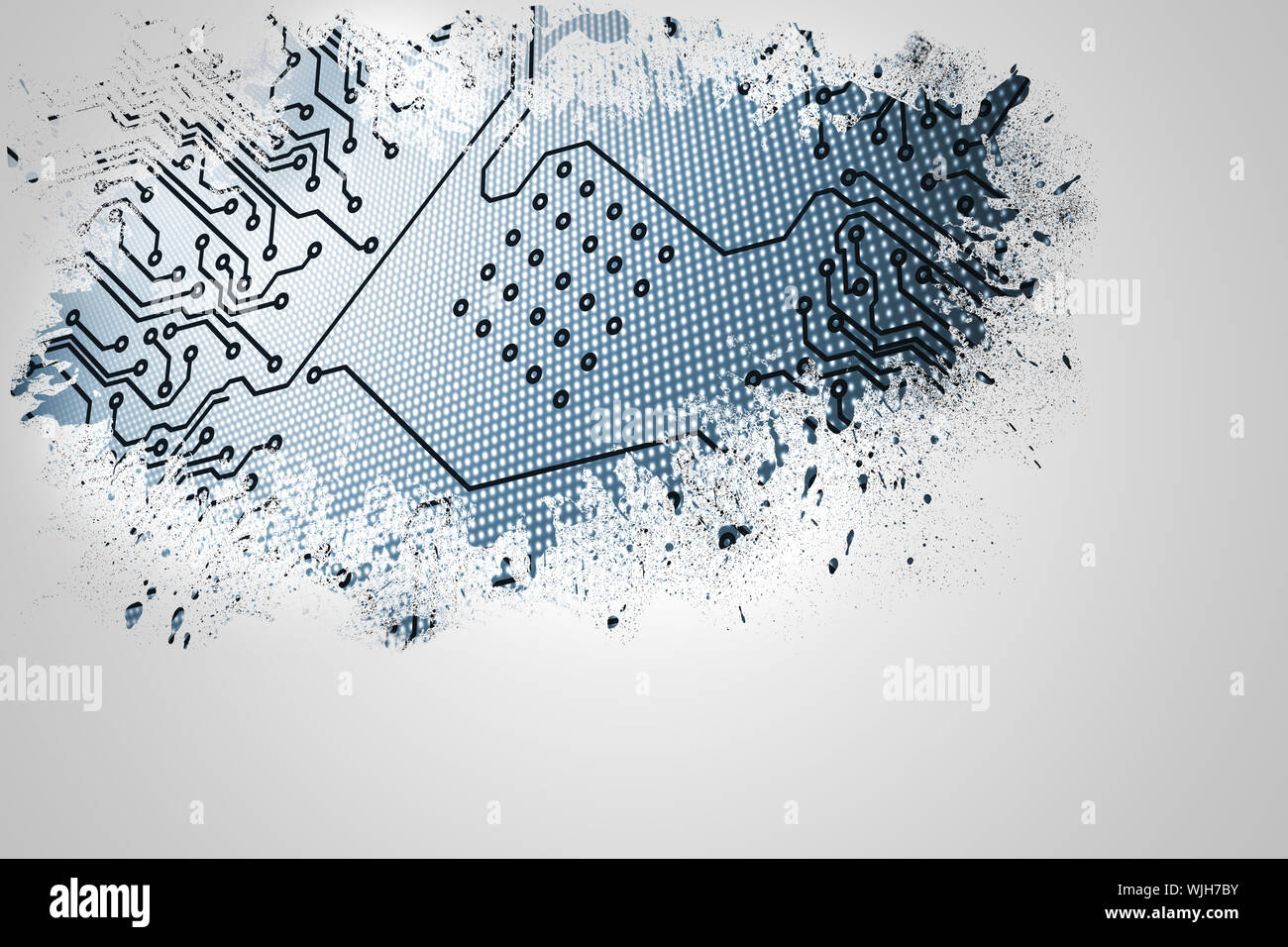 Splash on wall revealing circuit board Stock Photo - Alamy
