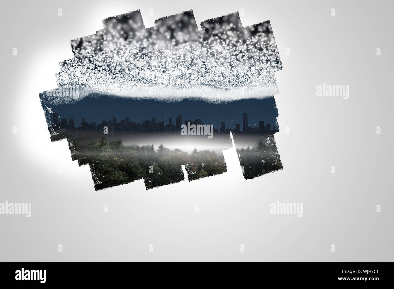 Display on wall showing stars over city Stock Photo - Alamy