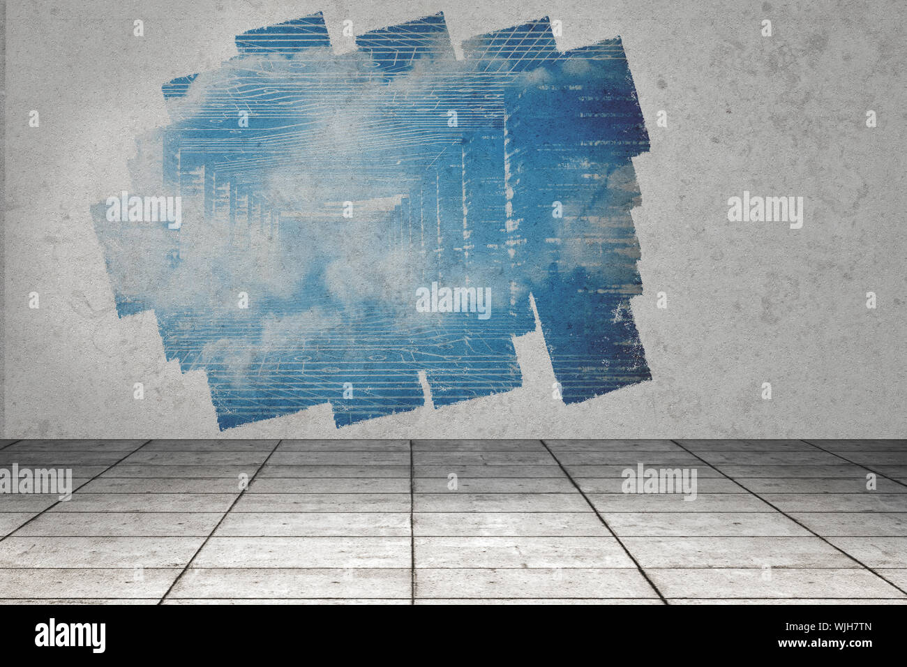 Display on wall showing technology interface Stock Photo - Alamy