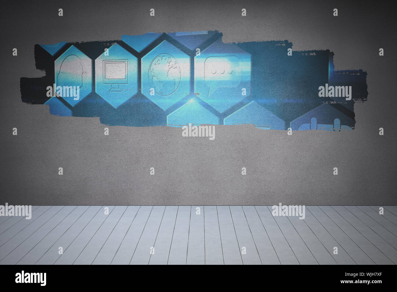 Display on wall showing technology interface Stock Photo - Alamy