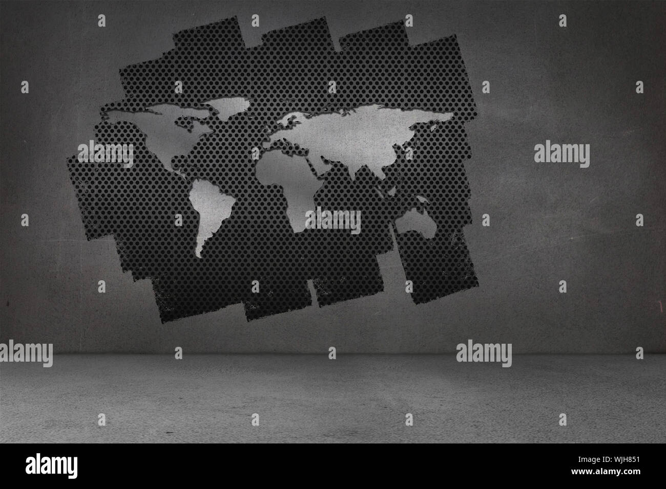 Display on wall showing global technology graphic Stock Photo - Alamy