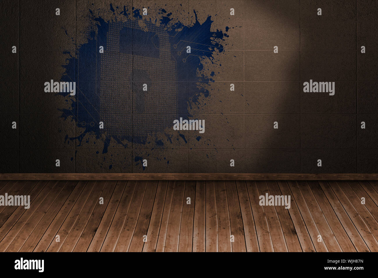 Splash on wall revealing digital lock Stock Photo - Alamy