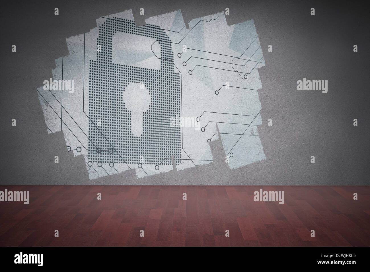 Display on wall showing digital lock Stock Photo - Alamy