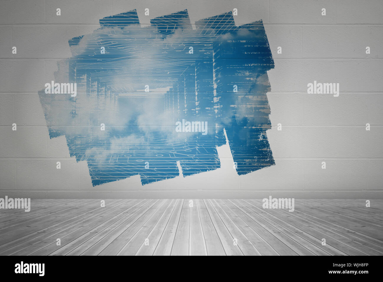 Display on wall showing technology interface Stock Photo - Alamy