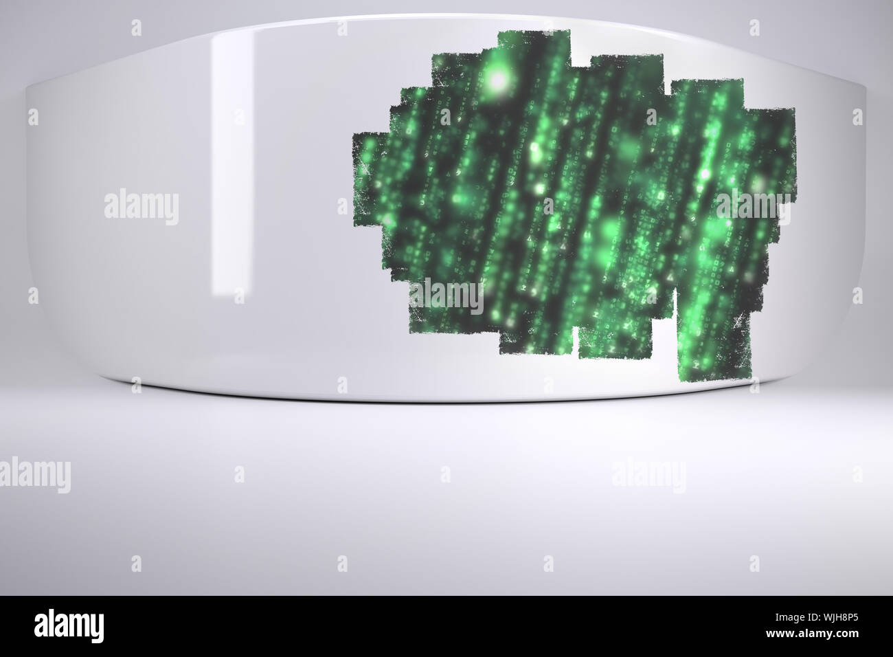 Abstract screen in room showing green matrix Stock Photo - Alamy