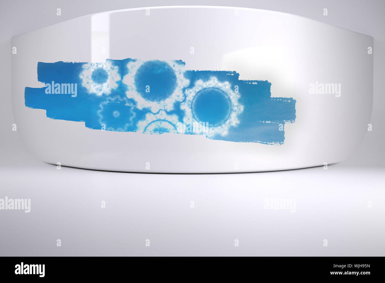 Abstract screen in room showing cogs and wheels Stock Photo - Alamy