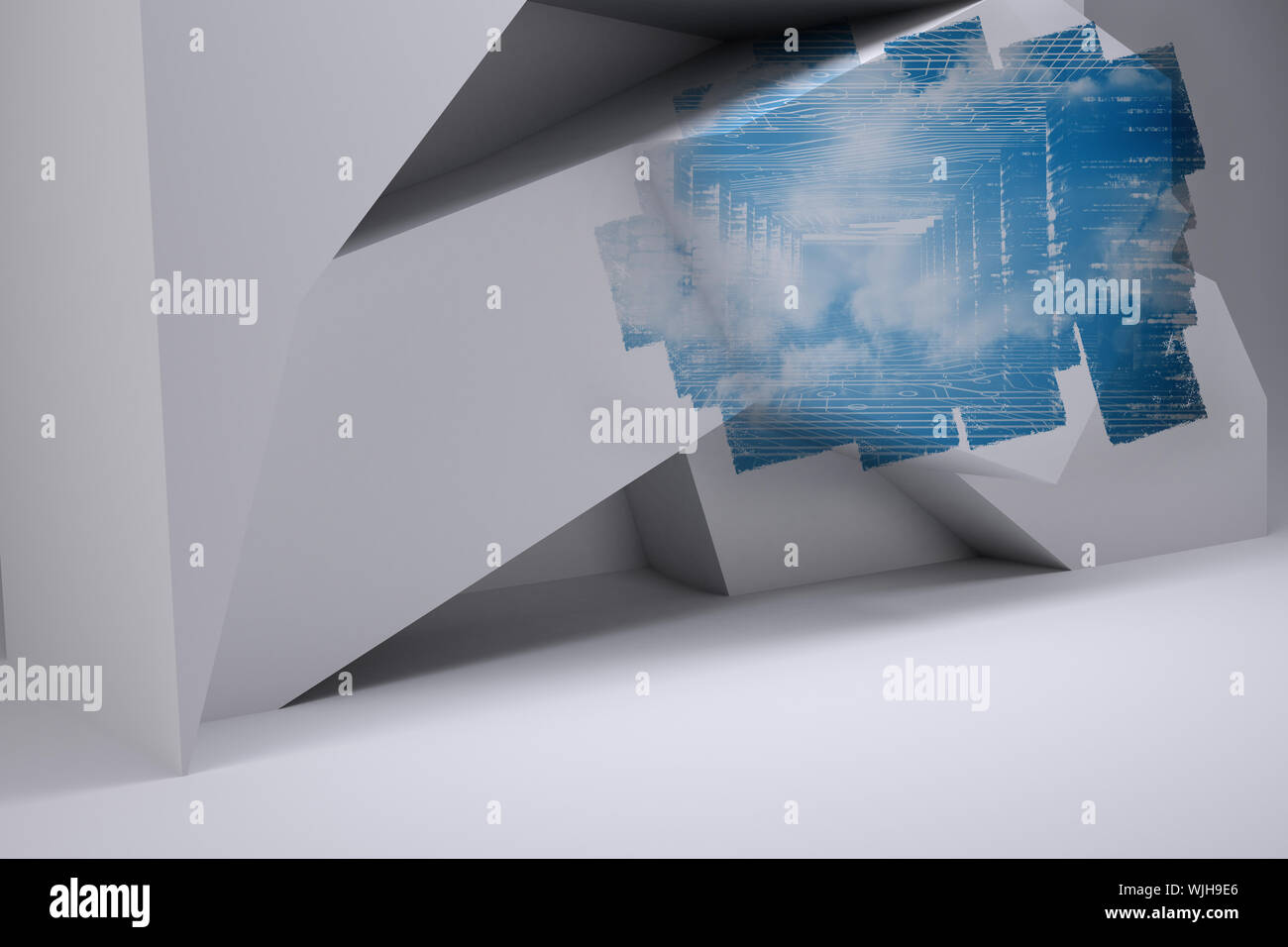 Abstract screen in room showing technology interface Stock Photo - Alamy