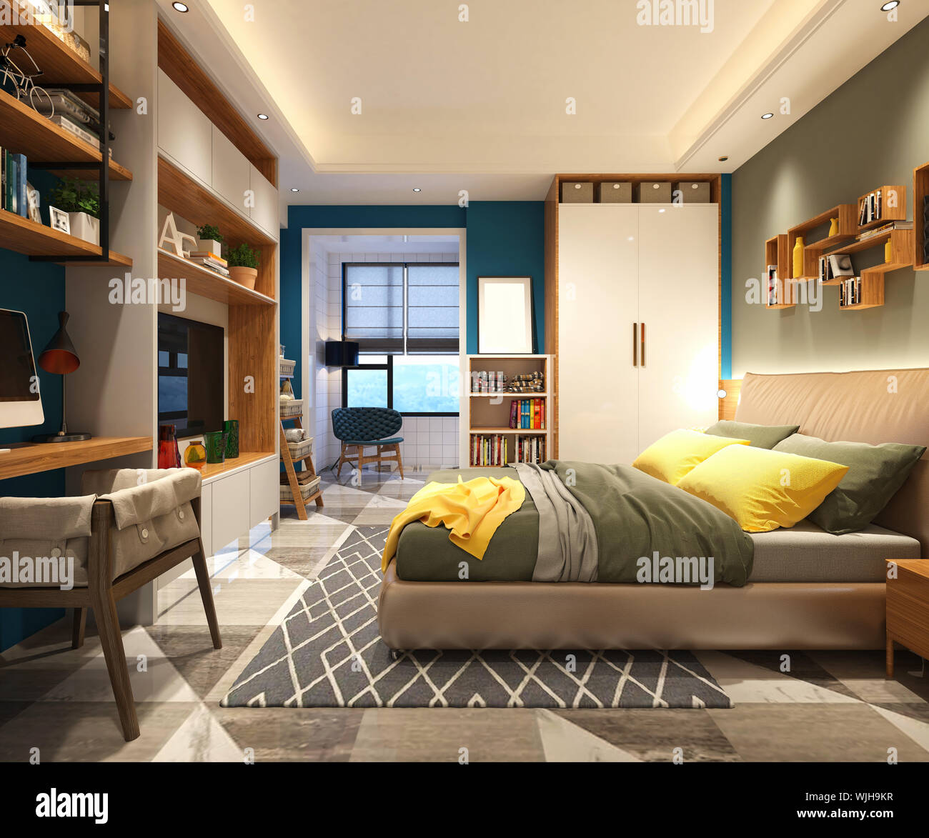 3d render of modern hotel room Stock Photo - Alamy