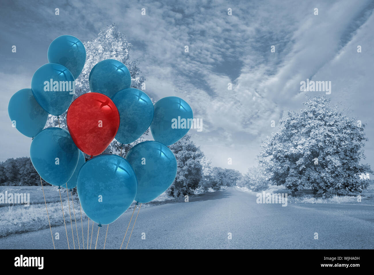 Balloons above a road Stock Photo - Alamy