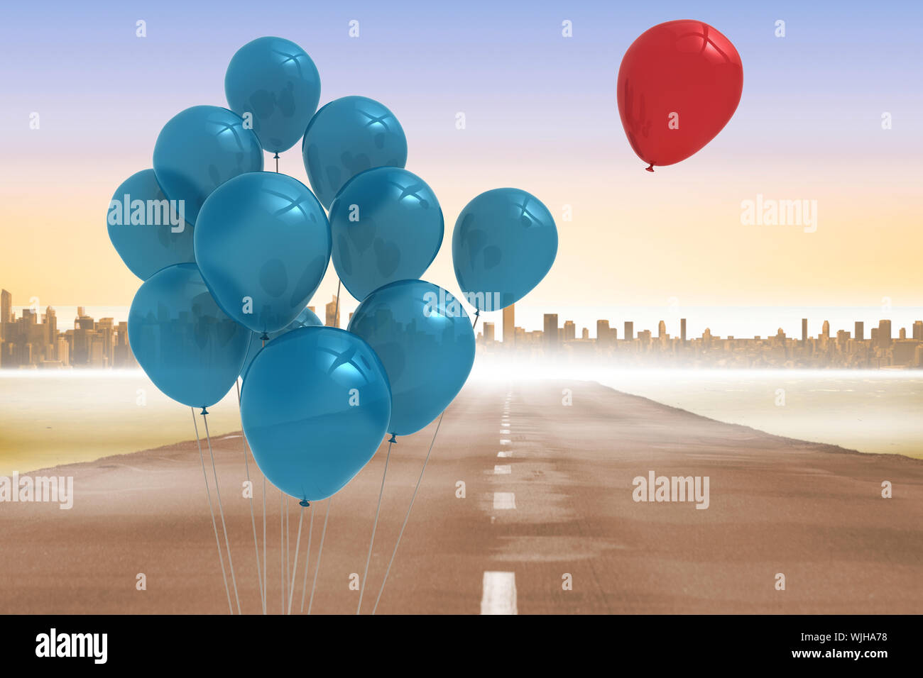 Balloons above a road Stock Photo - Alamy