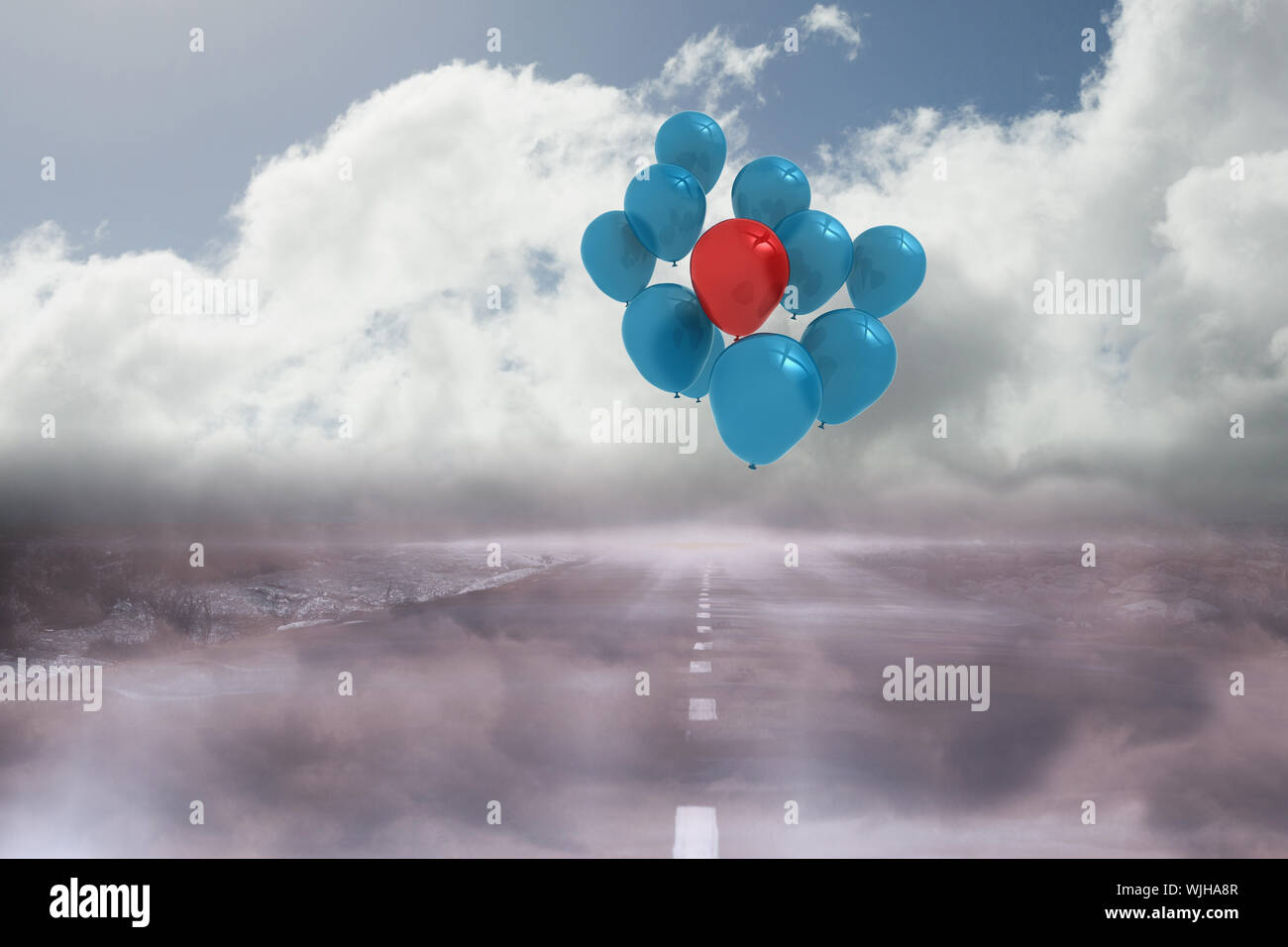 Balloons above a road Stock Photo - Alamy