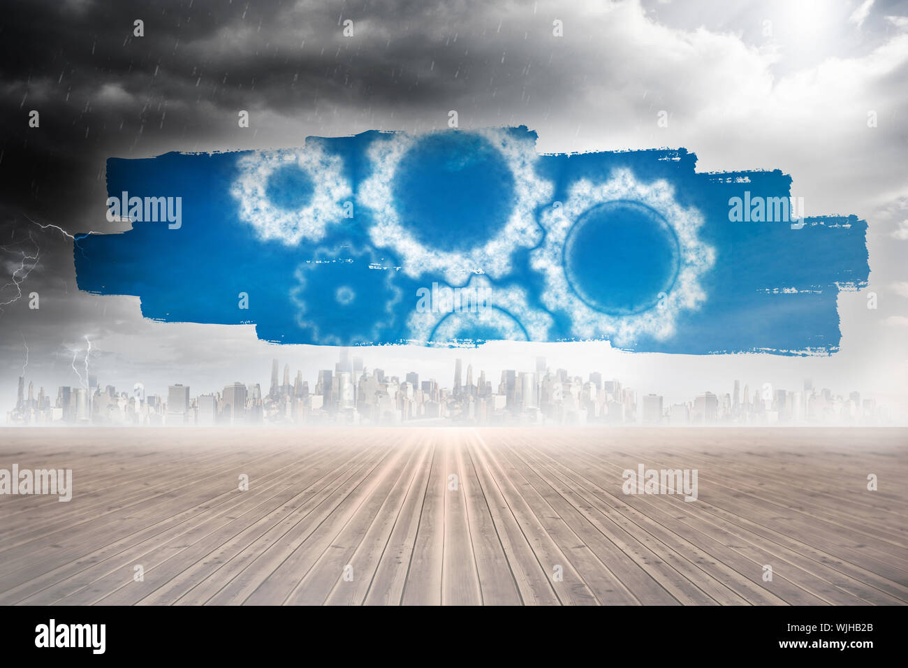 Screen showing cogs and wheels Stock Photo - Alamy