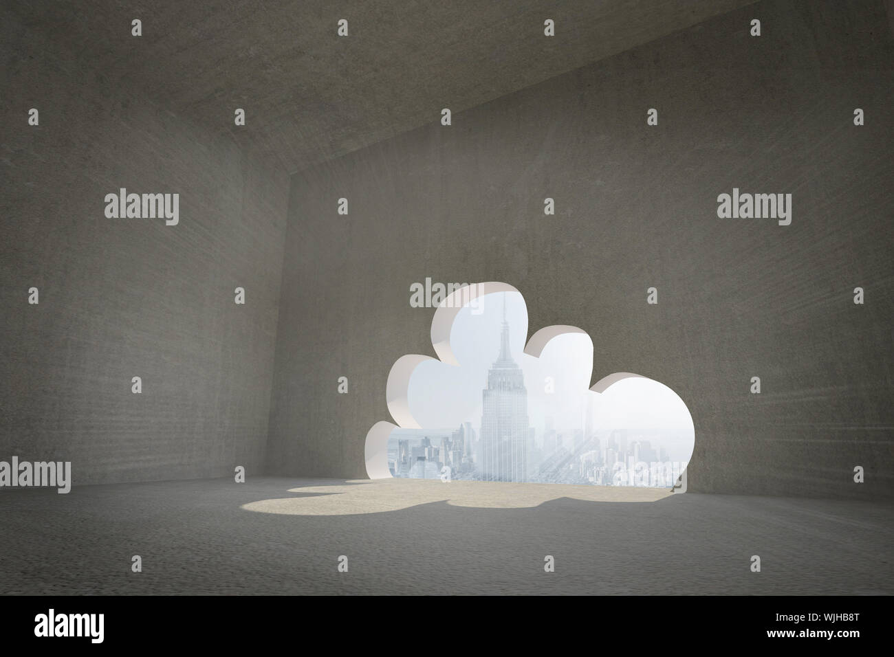 Cloud door in dark room Stock Photo - Alamy