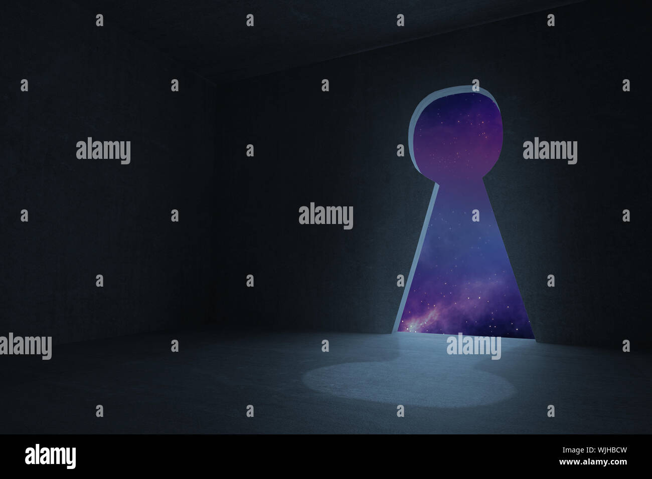 Keyhole door in dark room Stock Photo - Alamy