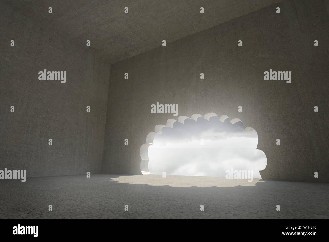 Cloud door in dark room Stock Photo - Alamy