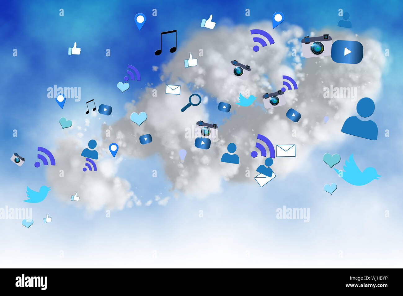 Floating application icons Stock Photo - Alamy