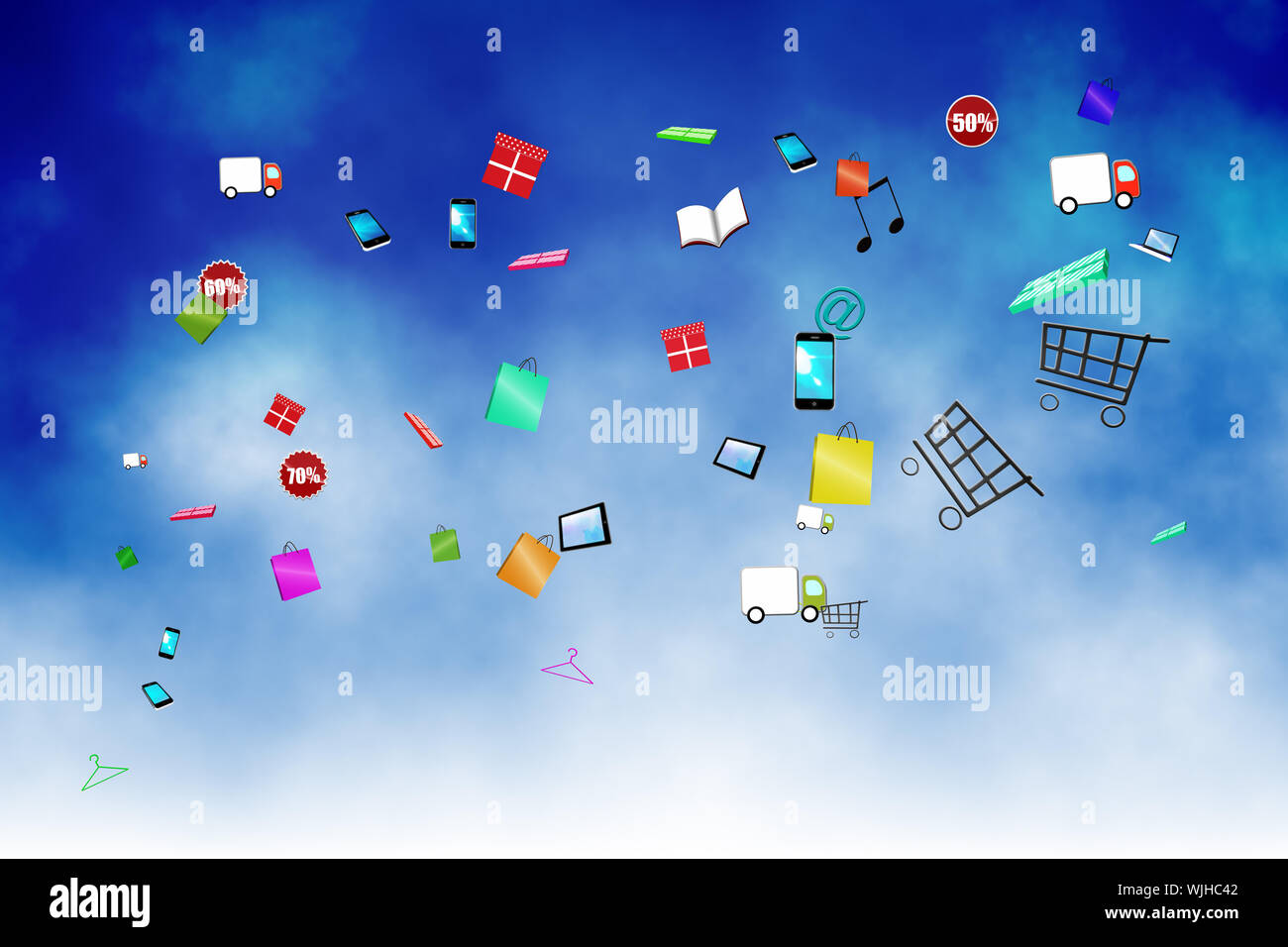 Floating application icons Stock Photo - Alamy