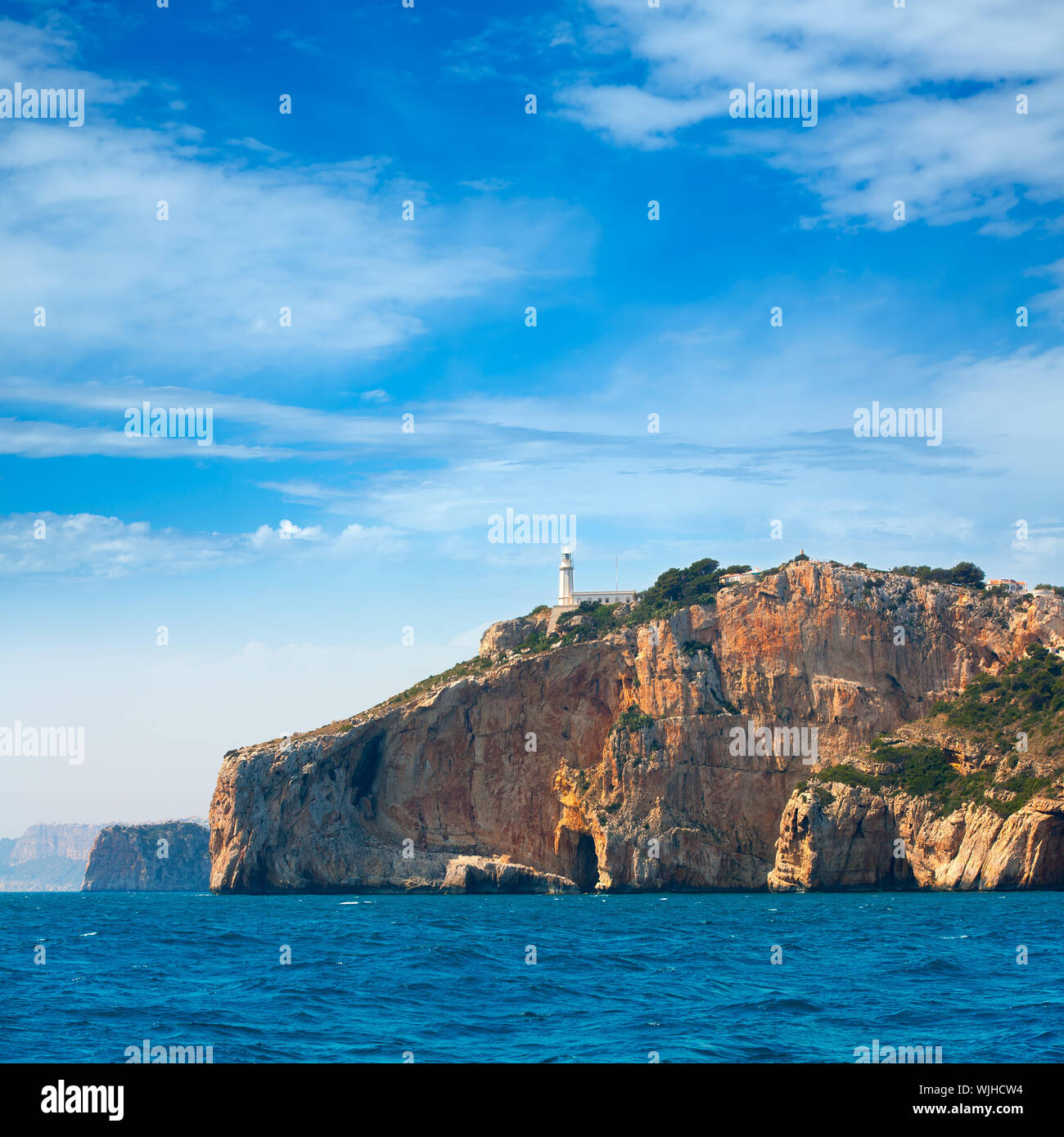 Cabo de la Nao Cape lighthouse in mediterranean sea Alicante Spain ...