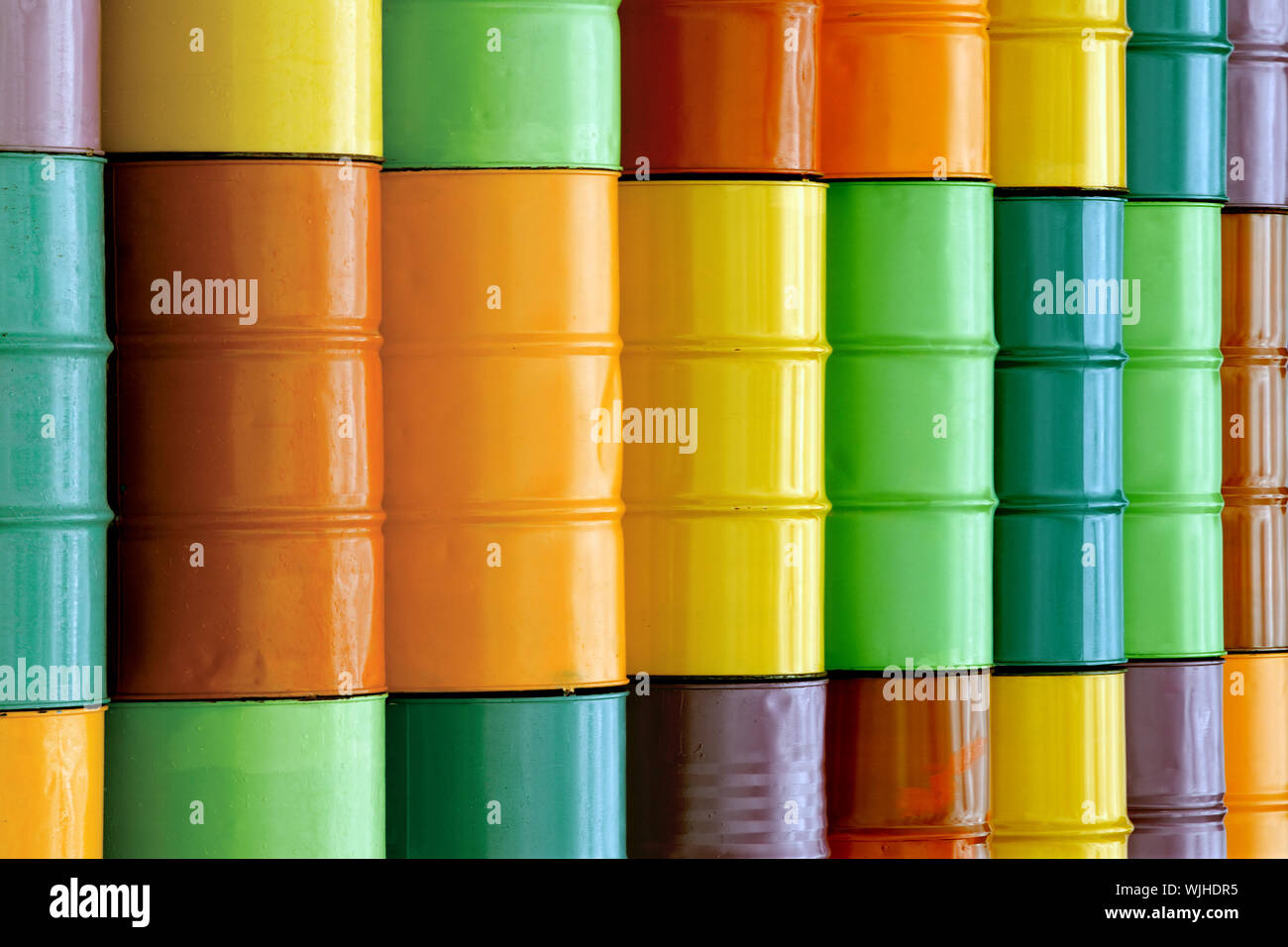 Oil or chemical drums stacked on top of each other Stock Photo - Alamy