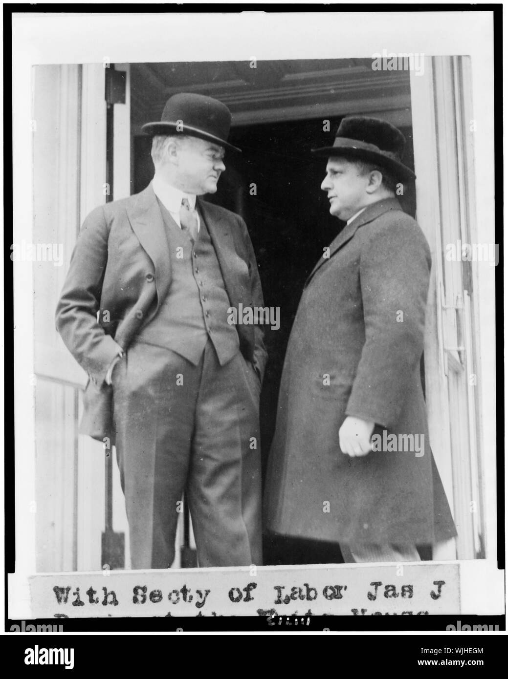 Herbert Hoover and Secretary of Labor James J. Davis, three-quarter ...