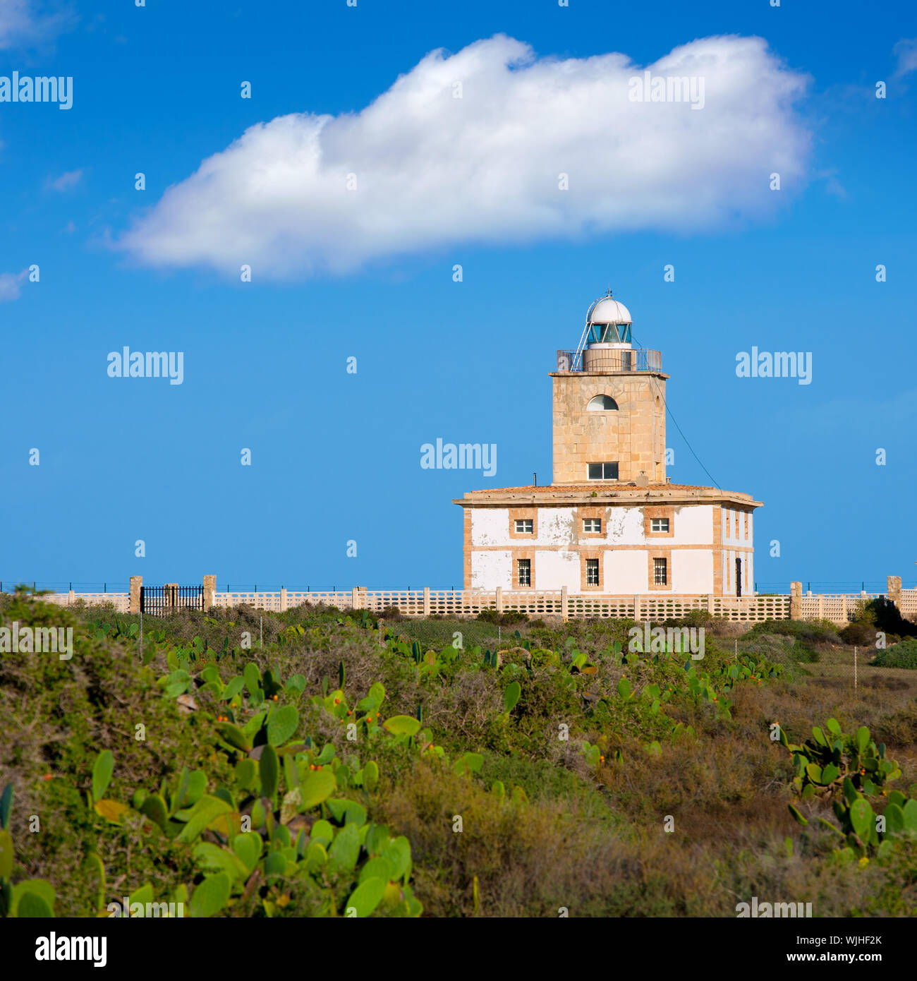 Tabarca island Lighthouse in Alicante Spain at Mediterranean sea Stock ...
