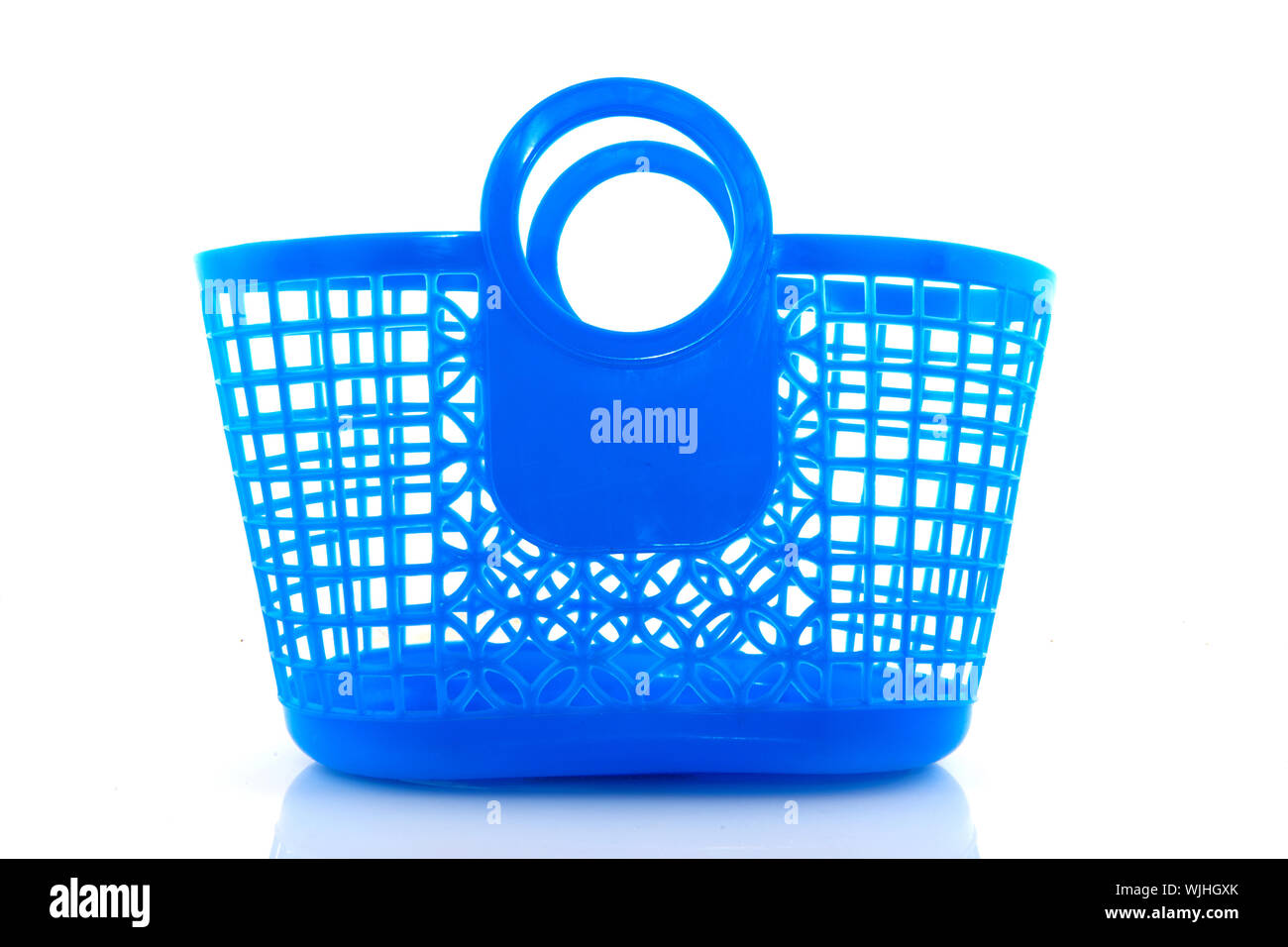 Empty blue plastic shopping bag isolated over white background Stock ...