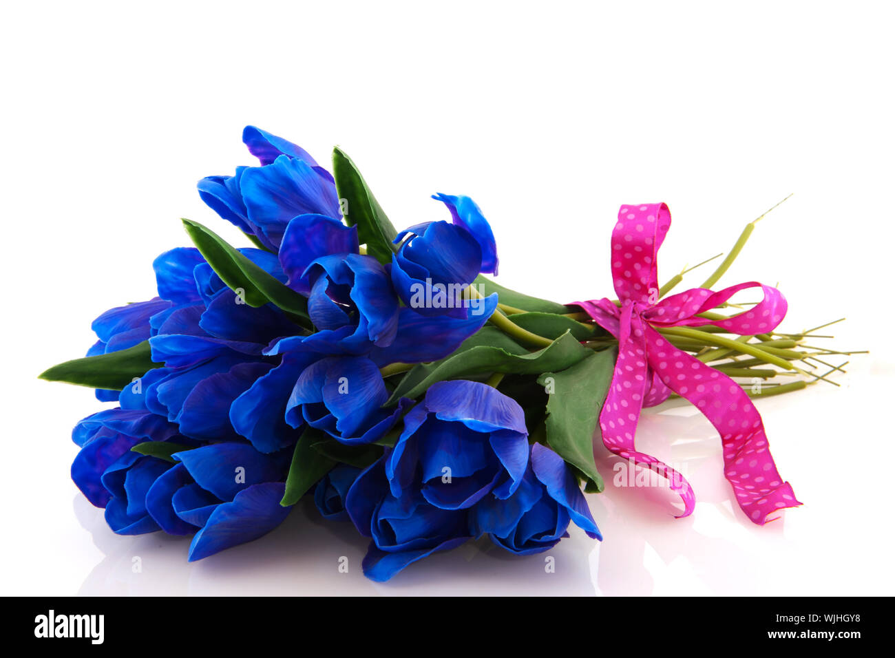Tulips in weird blue color in cheerful bouquet Stock Photo - Alamy