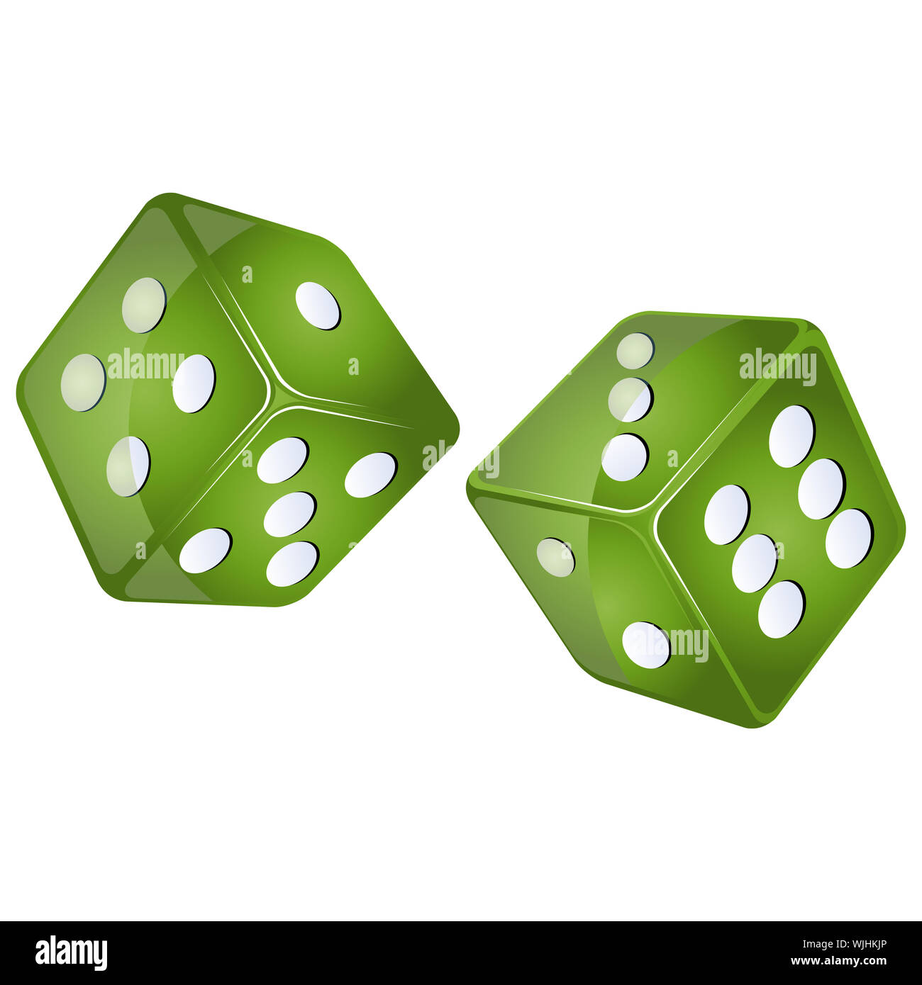 green dices, isolated objects against white background Stock Photo - Alamy