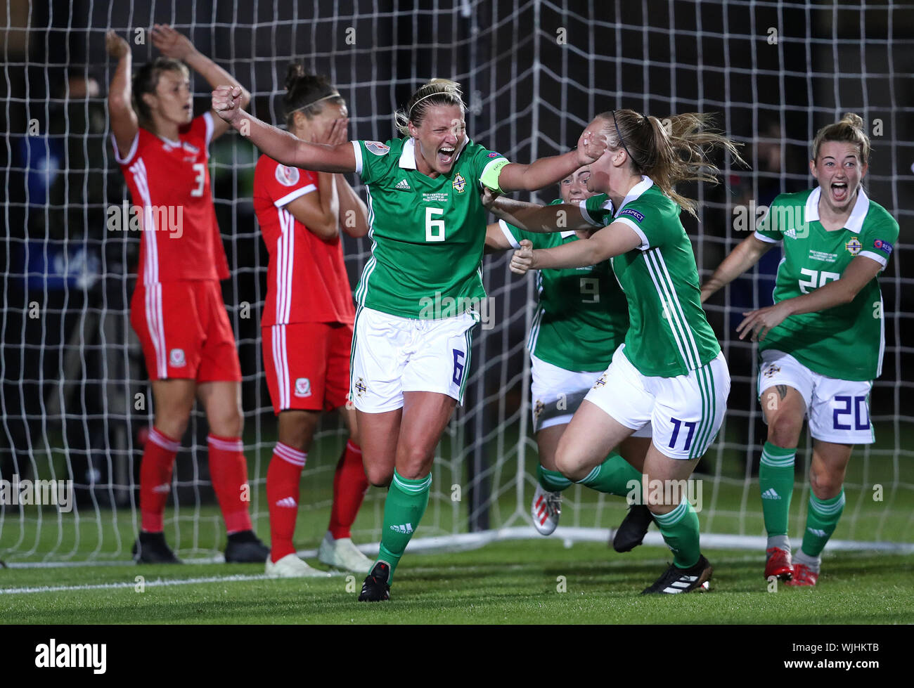 Northern Ireland's Ashley Hutton celebrates scoring their second goal ...