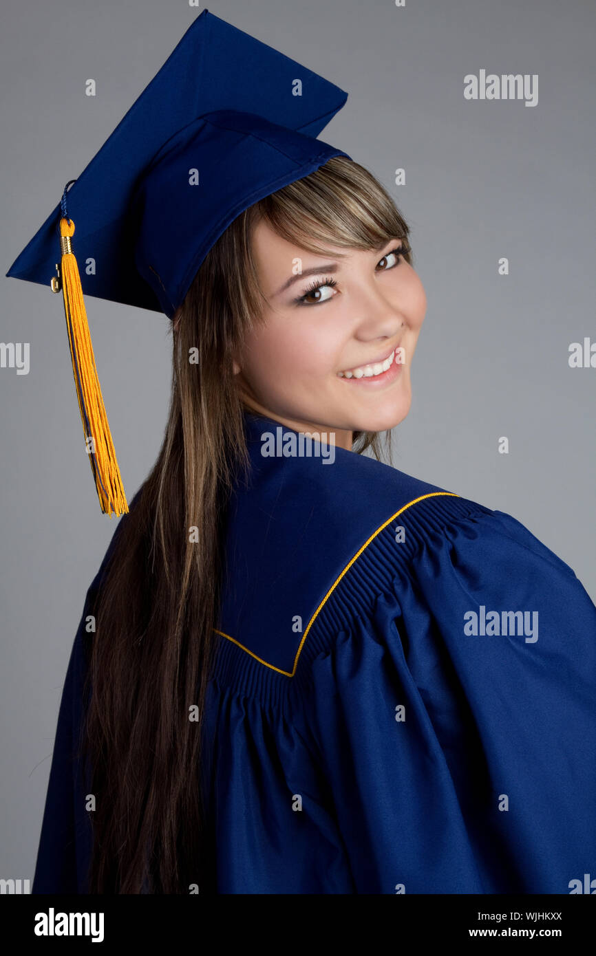 Smiling high school graduation girl Stock Photo - Alamy