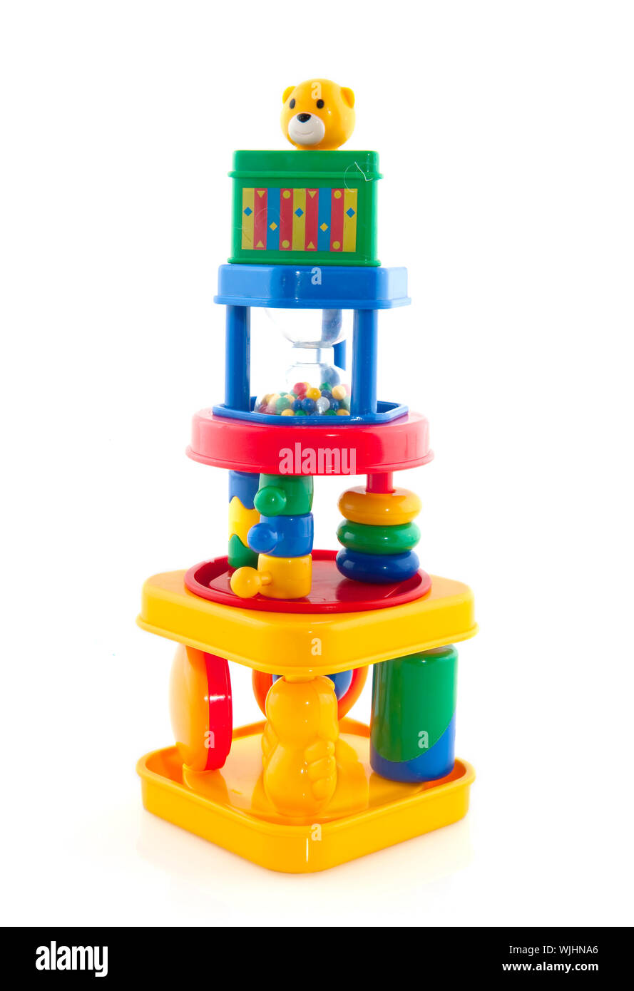colorful baby toy tower isolated over white Stock Photo - Alamy