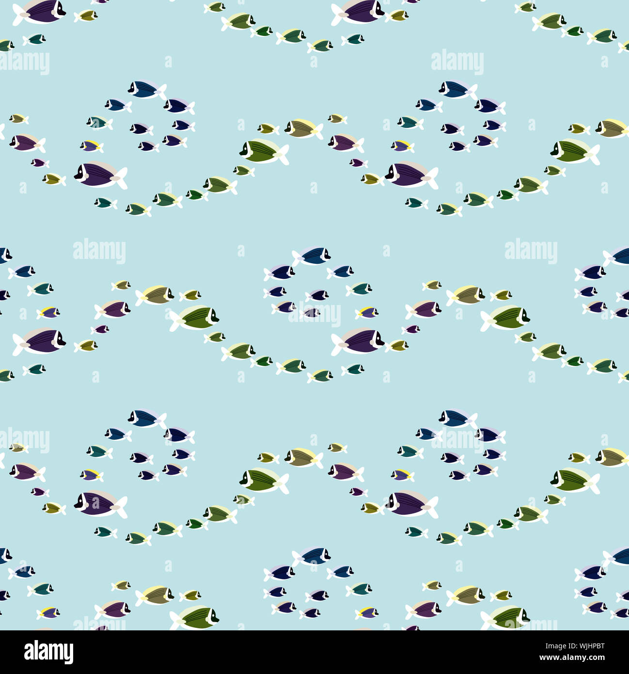 seamless colorful curly little fish pattern following each other Stock ...