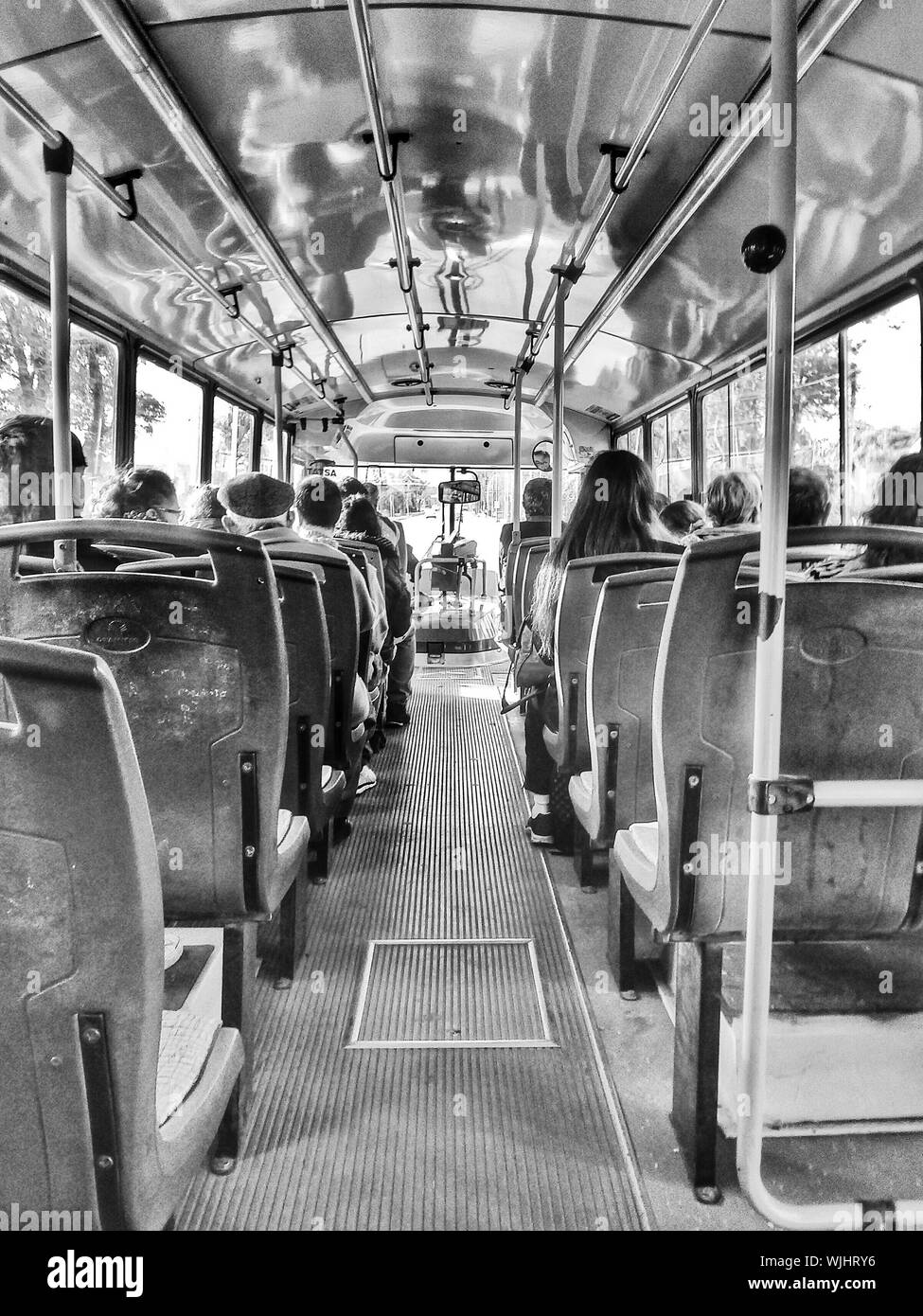 Bus interior view Black and White Stock Photos & Images - Alamy