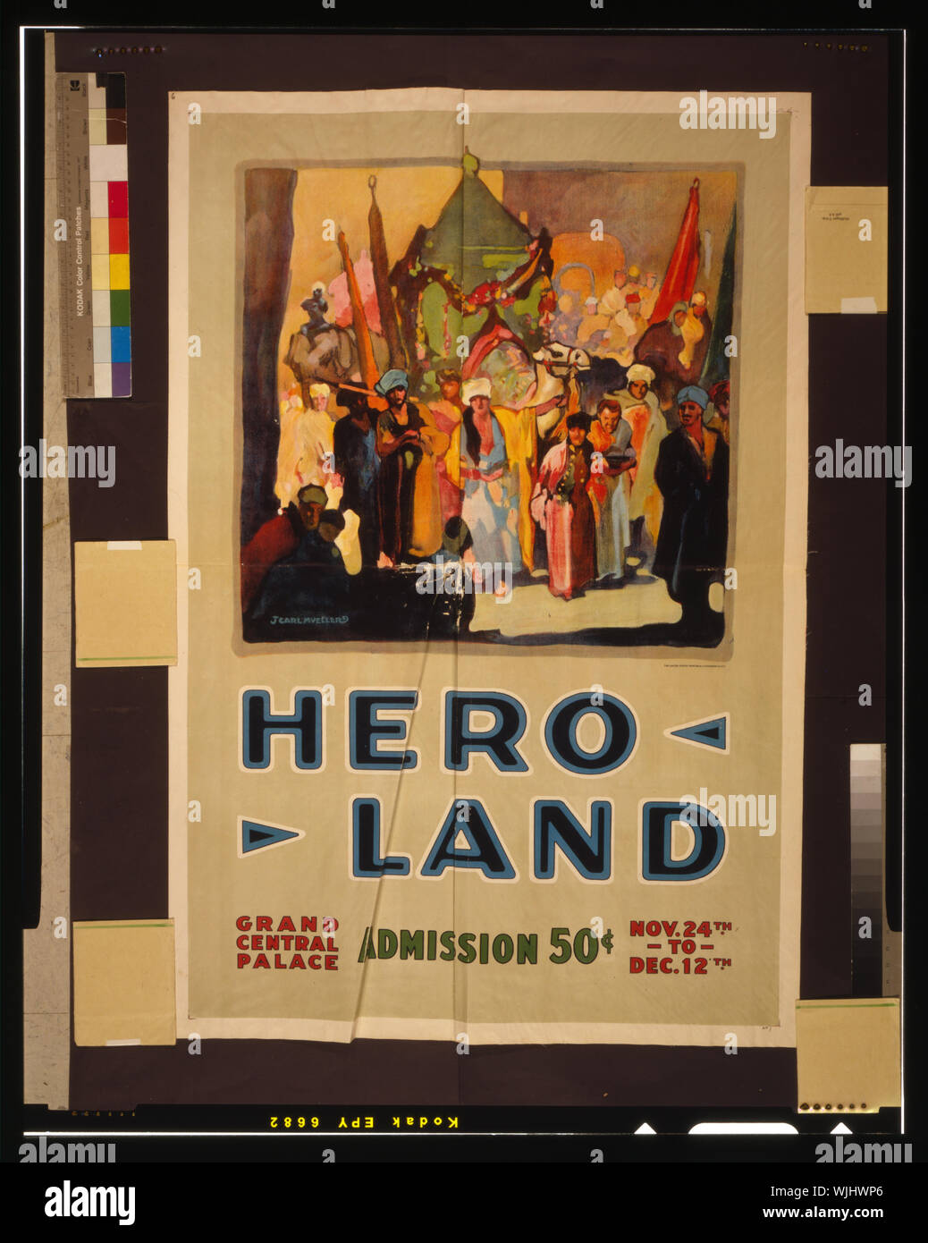 Hero land Abstract: Poster showing a colorful historic tableau, for a ...