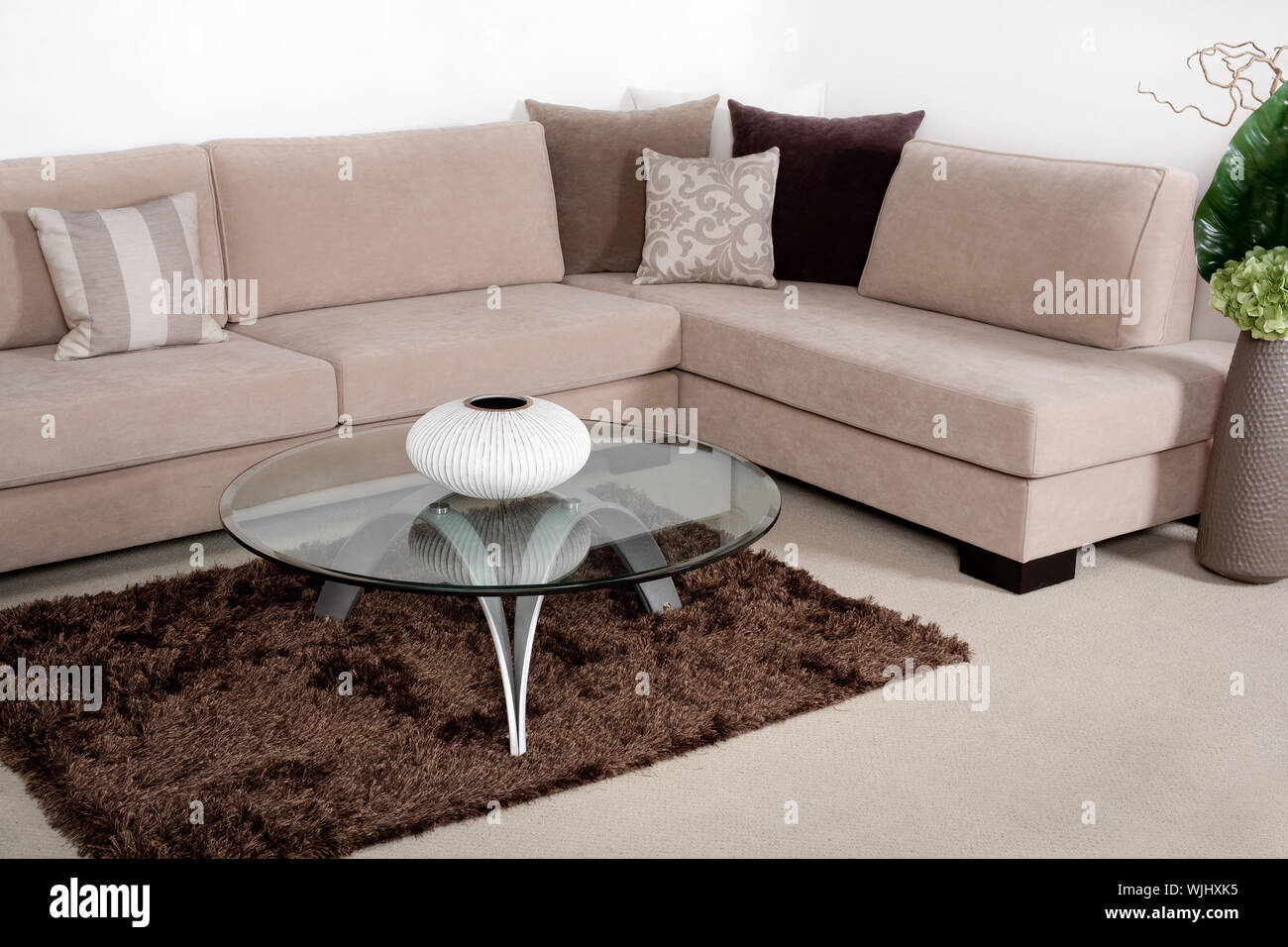 Beautiful living room with modern couch Stock Photo - Alamy