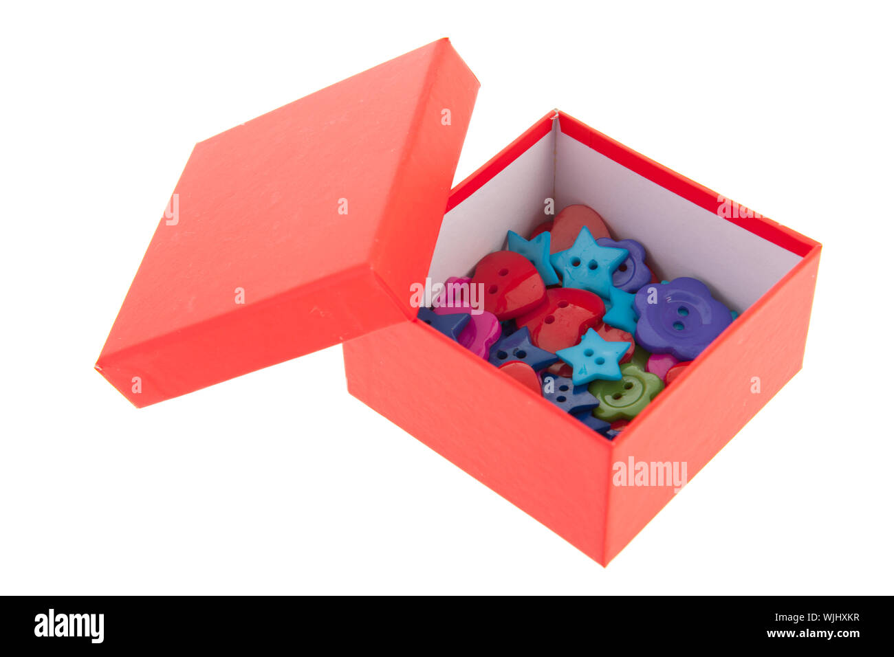 Many colorful buttons in red box isolated over white background Stock ...