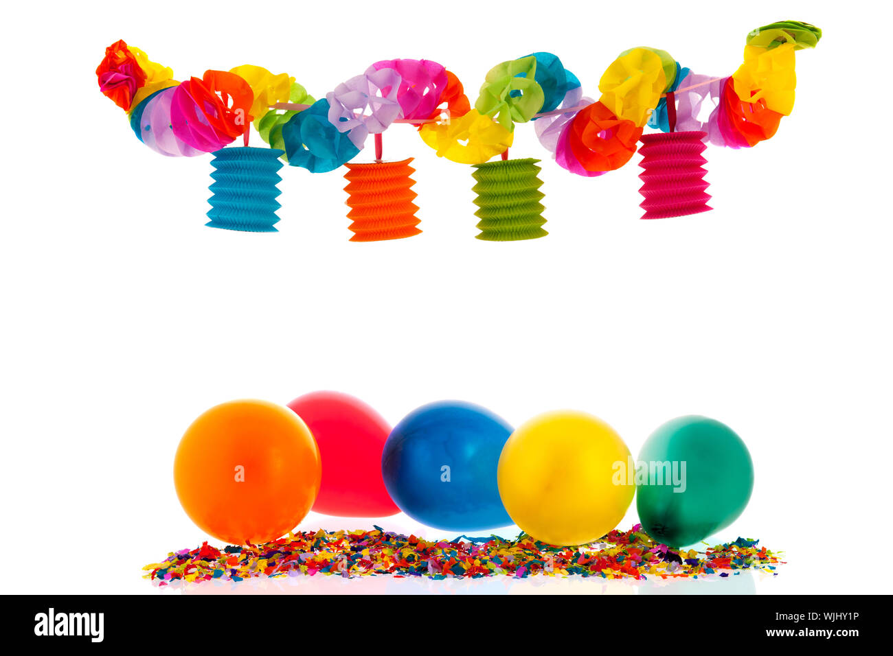 colorful festive paper chain with Chinese lanterns Stock Photo - Alamy