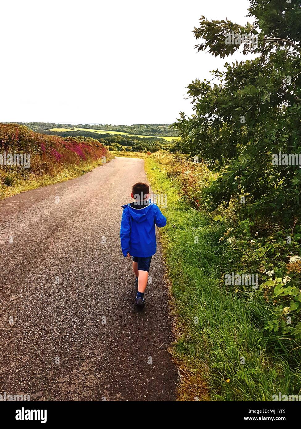 Boy rear view walking road hi-res stock photography and images - Alamy