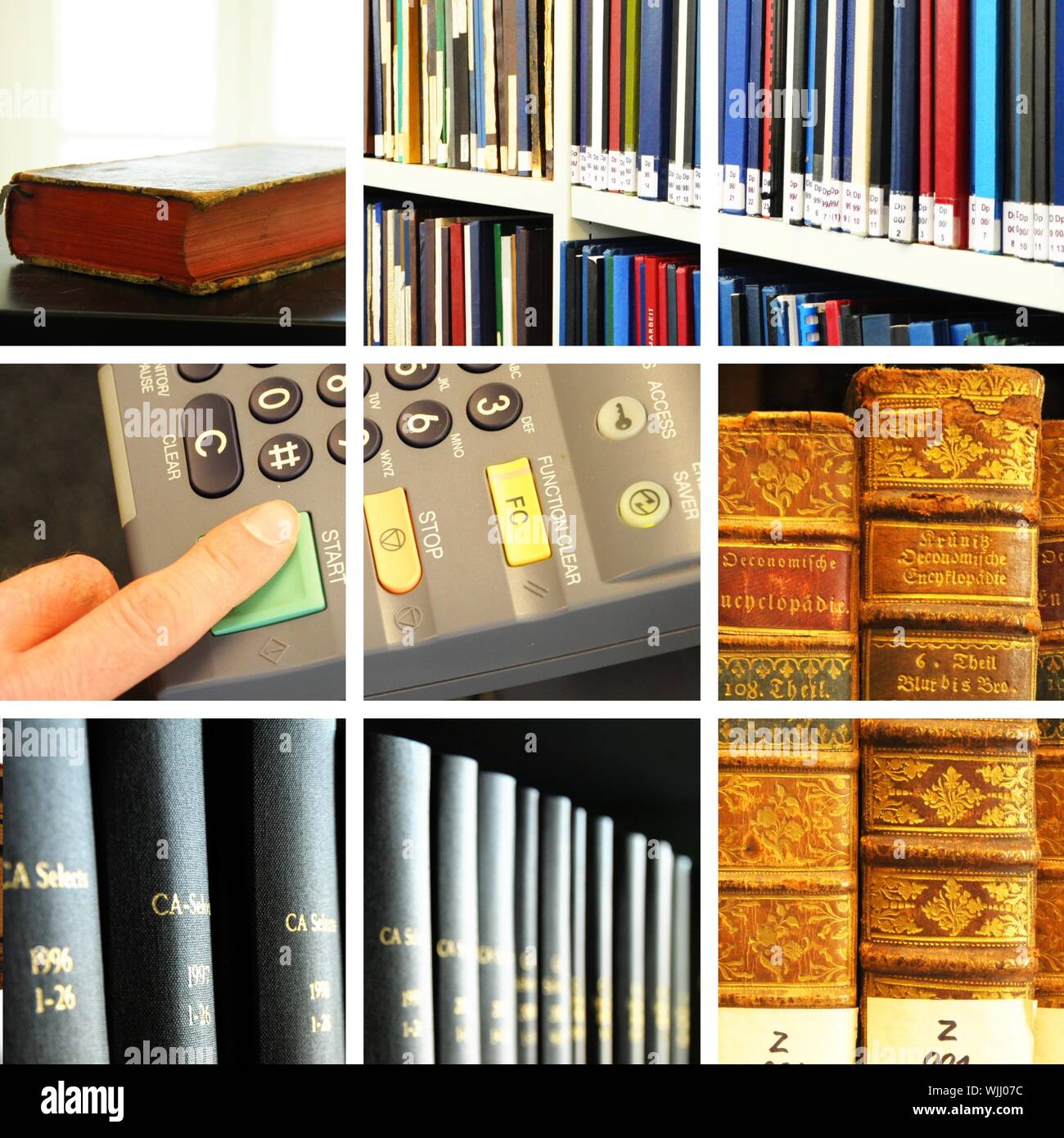 library collage with books showing education concept Stock Photo - Alamy