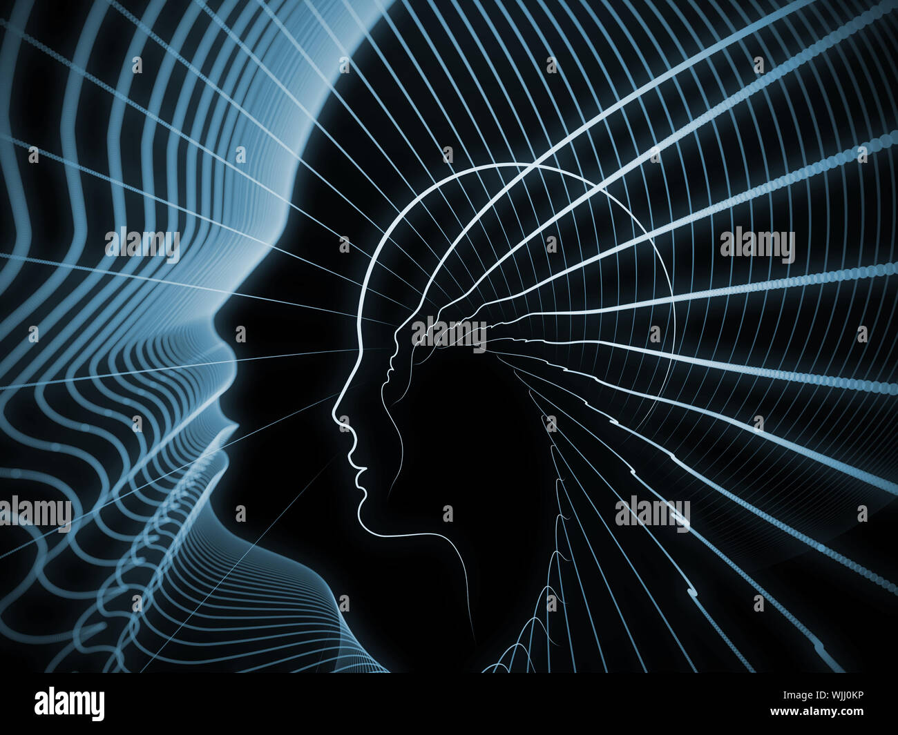 Geometry of Soul series. Abstract design made of profile lines of human ...