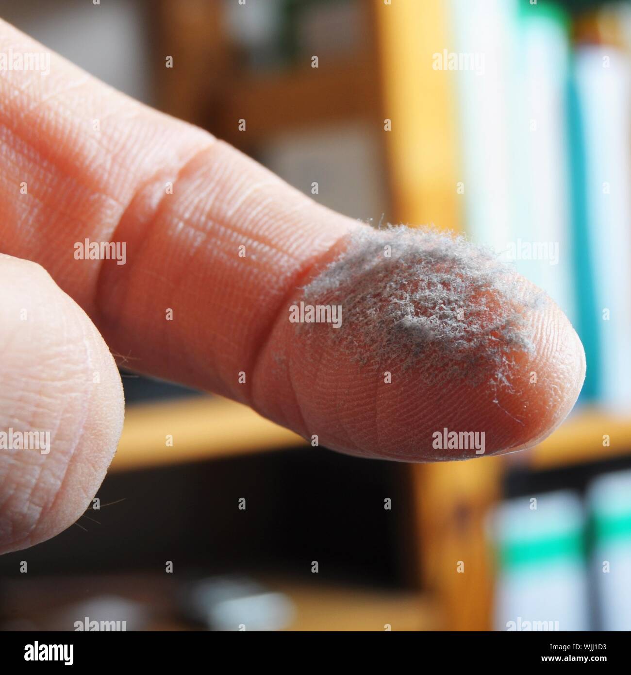 dust and finger showing cleaning concept with bokeh copyspace Stock ...
