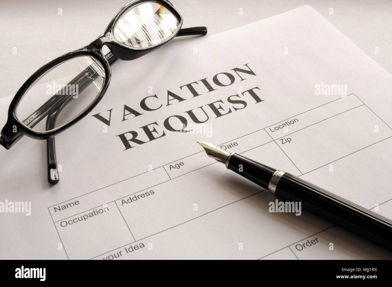 vacation request form in business office showing holiday concept Stock ...