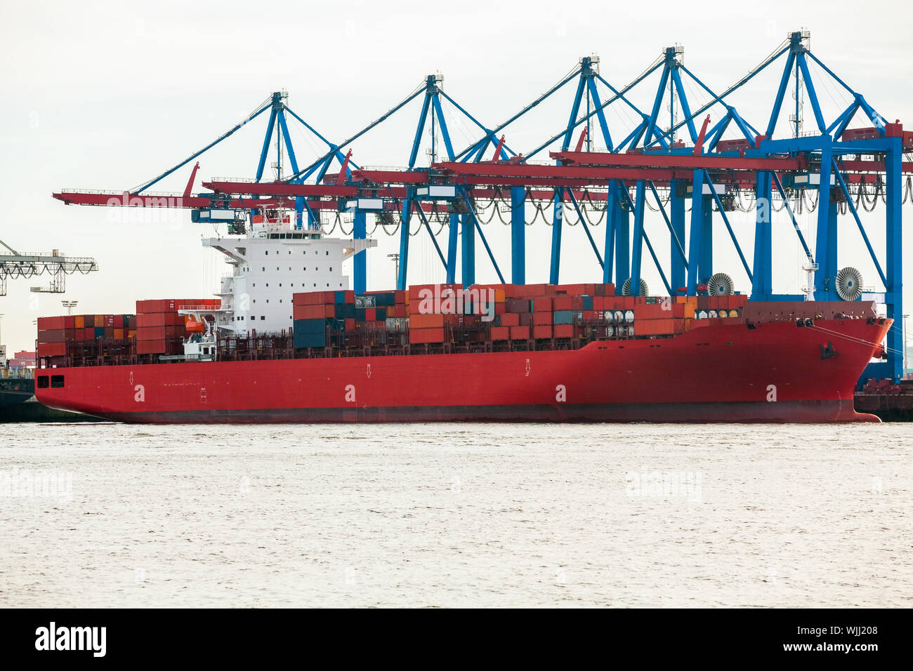 Deserted port terminal in a harbour for loading and offloading cargo ...