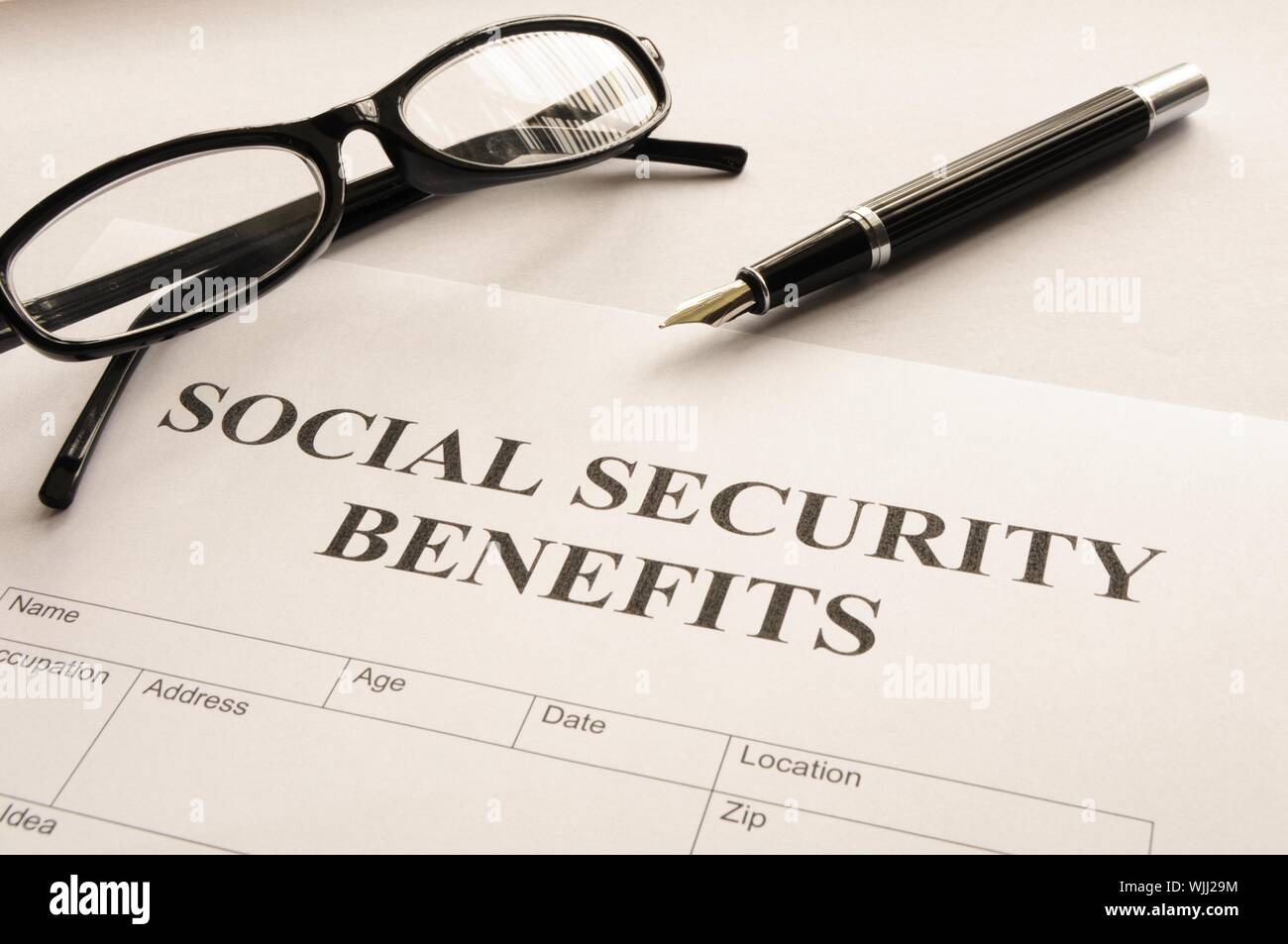 social security benefits form showing financial concept in office Stock ...
