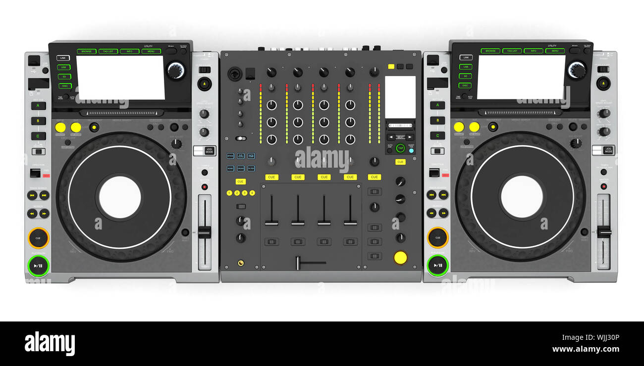 DJ music mixer isolated on white background Stock Photo - Alamy