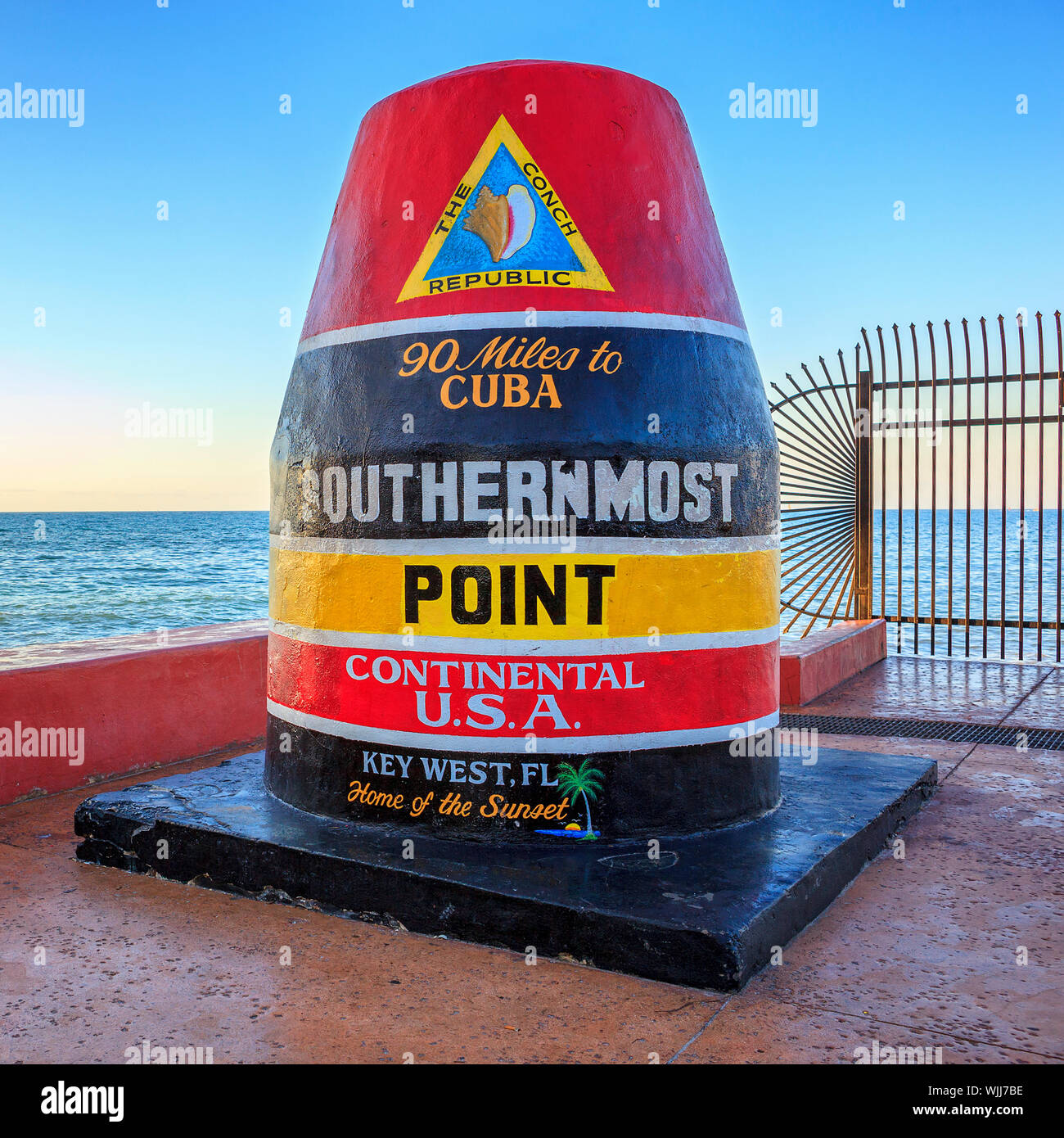 Famous Key West Florida Buoy Sign Marking The Southernmost Point Stock